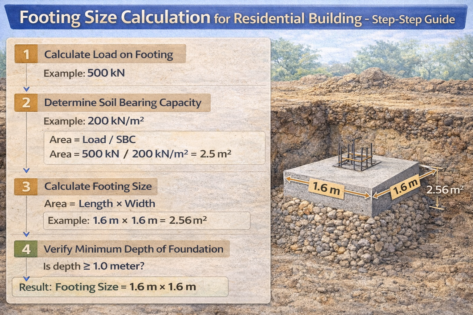 Footing Size Calculation for Residential Building – Step by Step ...
